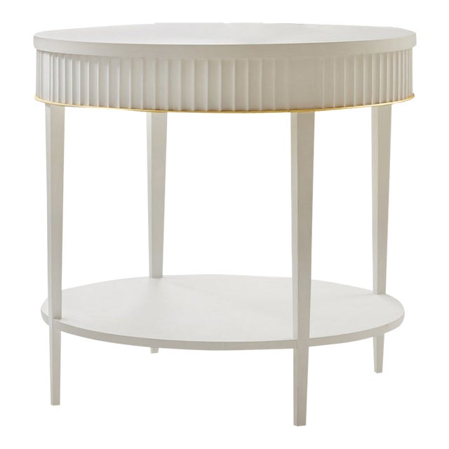 Modern History Round Scalloped End Table | Chairish