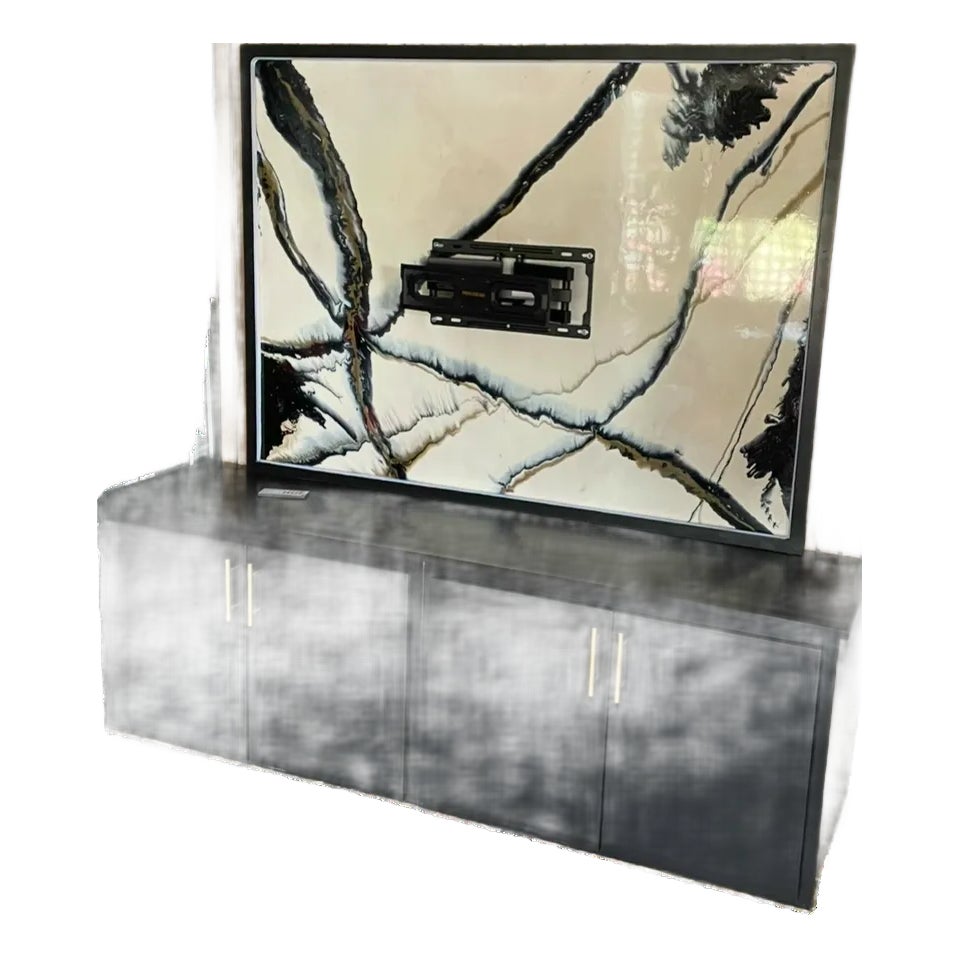 Tv Stand With Resin Art Backdrop + Led Lighting & Mount – Handcrafted ...