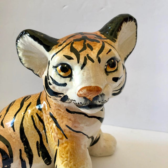 Vintage Italian Pottery Tiger Cub | Chairish