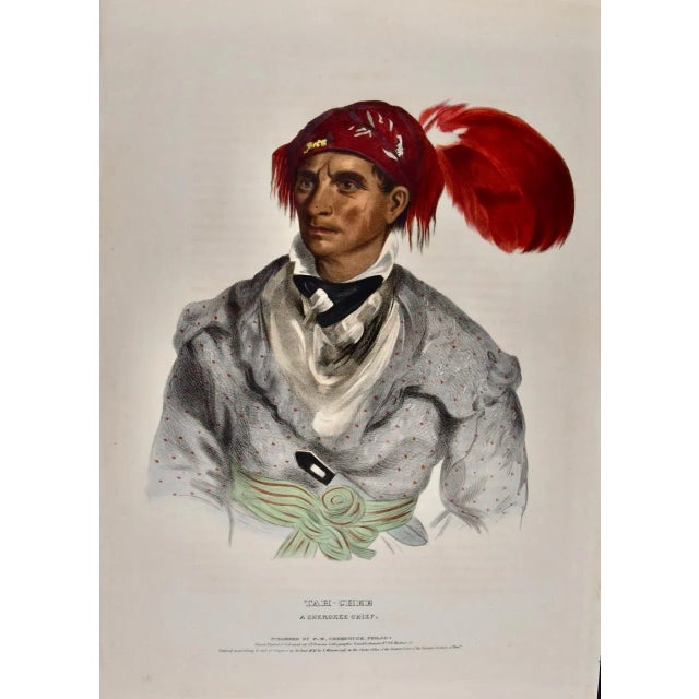 Tah-Chee, Cherokee Chief: A 19th C. Folioisized Hand-Colored McKenney ...
