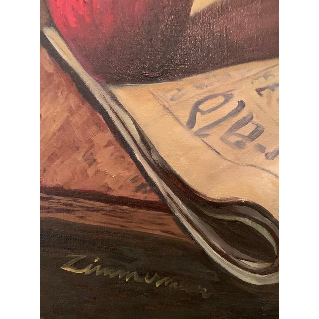 1990s 'Still Life With a Newspaper' Oil on Canvas Painting | Chairish