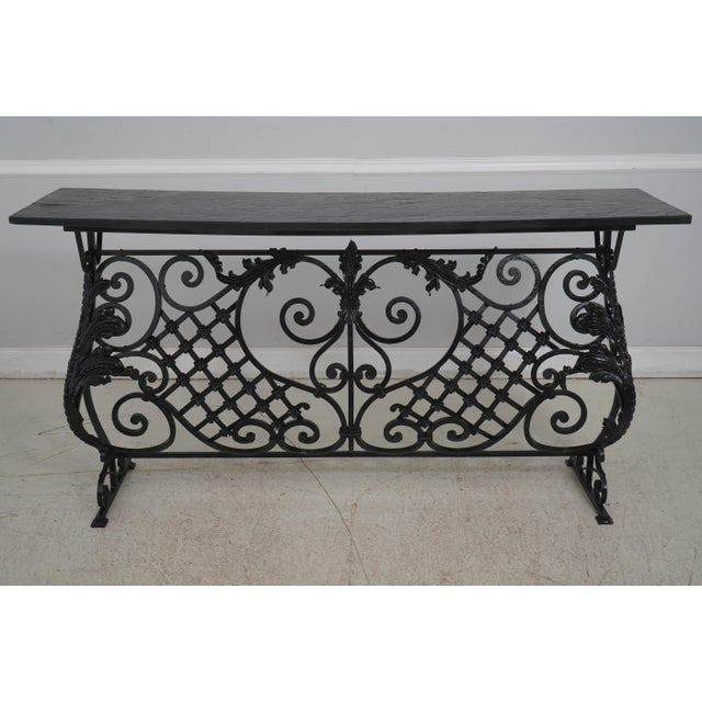 Vintage Ornate Iron Base Console Table | Chairish