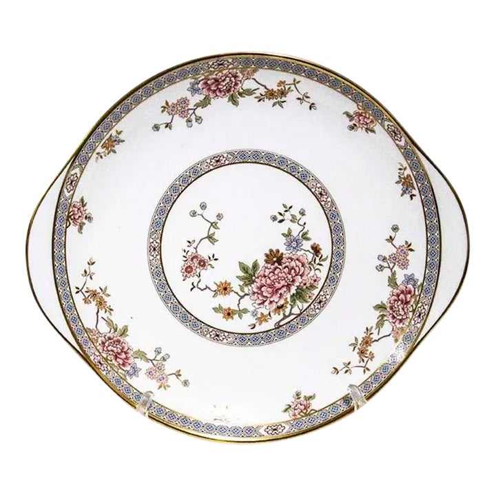 1970s Royal Doulton China Canton Pattern Handled Cake Plate | Chairish