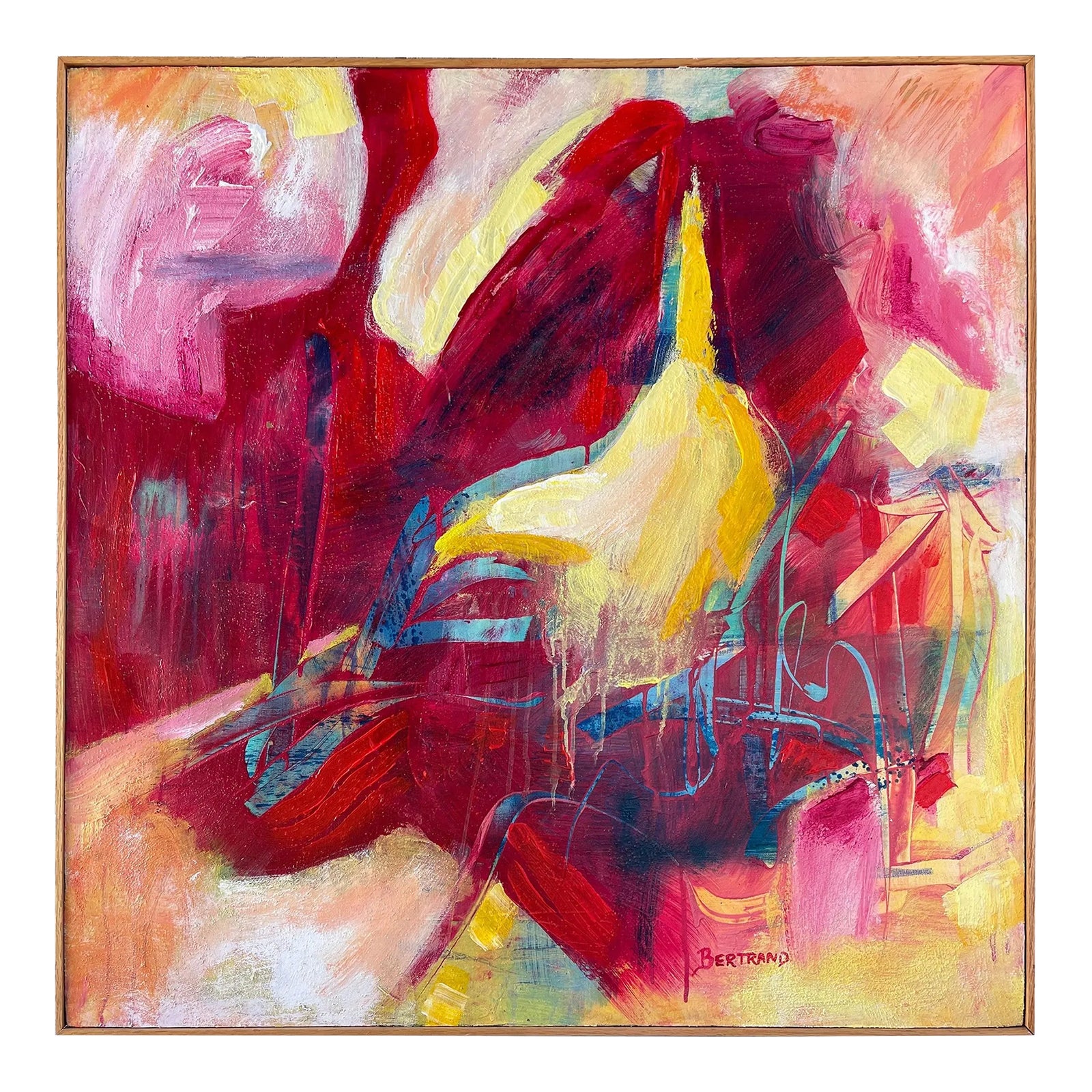 Large Square Abstract Painting by Carol Bertrand | Chairish