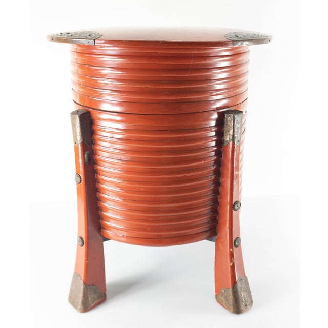 19th Century Japanese Red Lacquered Covered Hokai Bako Food or Gift Box ...