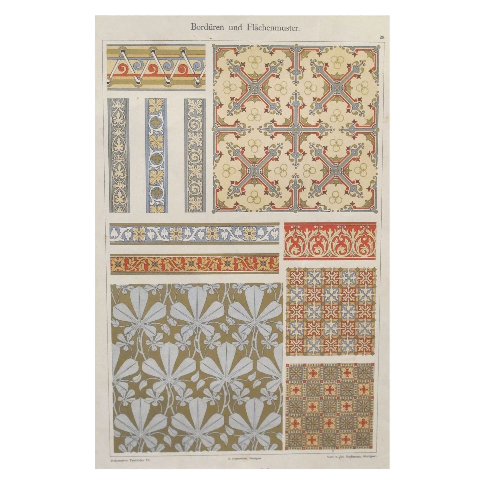 Colorful Decorator Sheet - Border Designs C. 1900 | Chairish