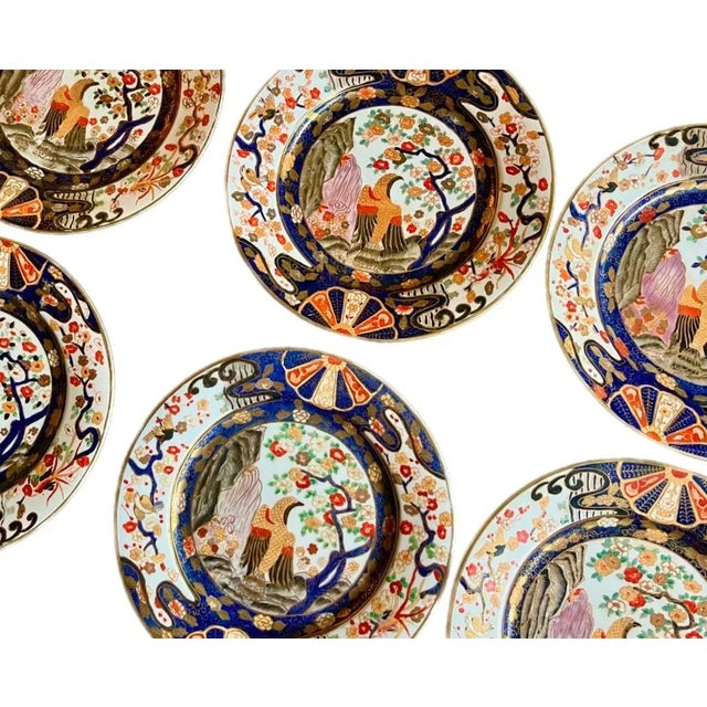 Chinoiserie Imari Style Hand Painted Gilt Dinner Plates, Set of 6 ...