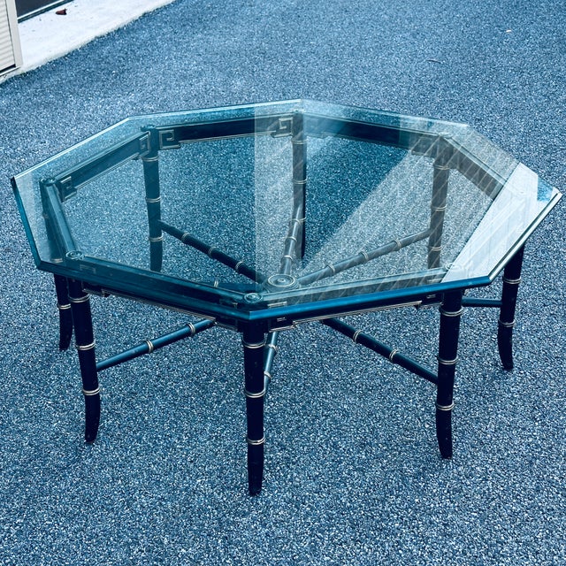 Regency Faux Bamboo Octagonal Glass Coffee Table | Chairish