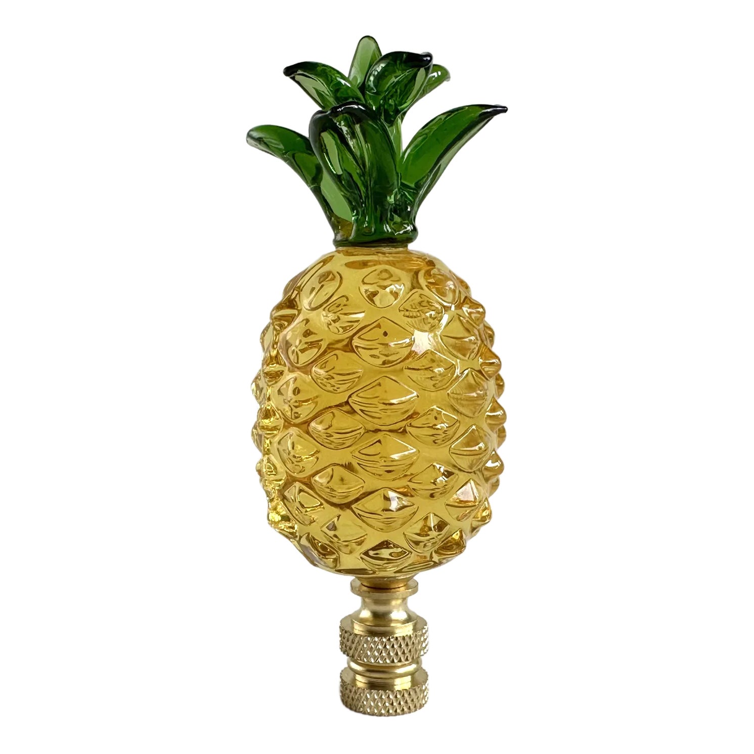 Glass Pineapple Lamp Finial on Brass Hardware | Chairish