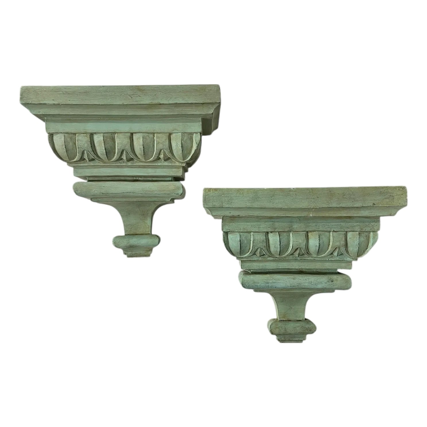 Vintage Egg and Dart Pattern Wall Shelf Brackets - A Pair | Chairish