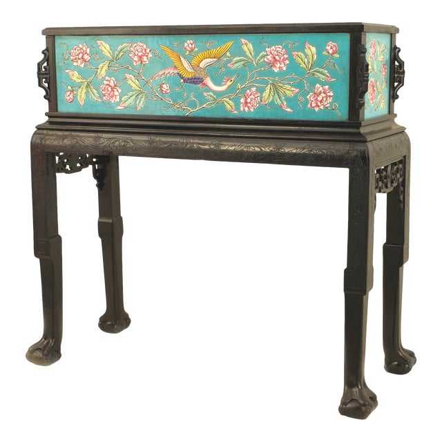 French Victorian Ebonized Floral Fernery | Chairish