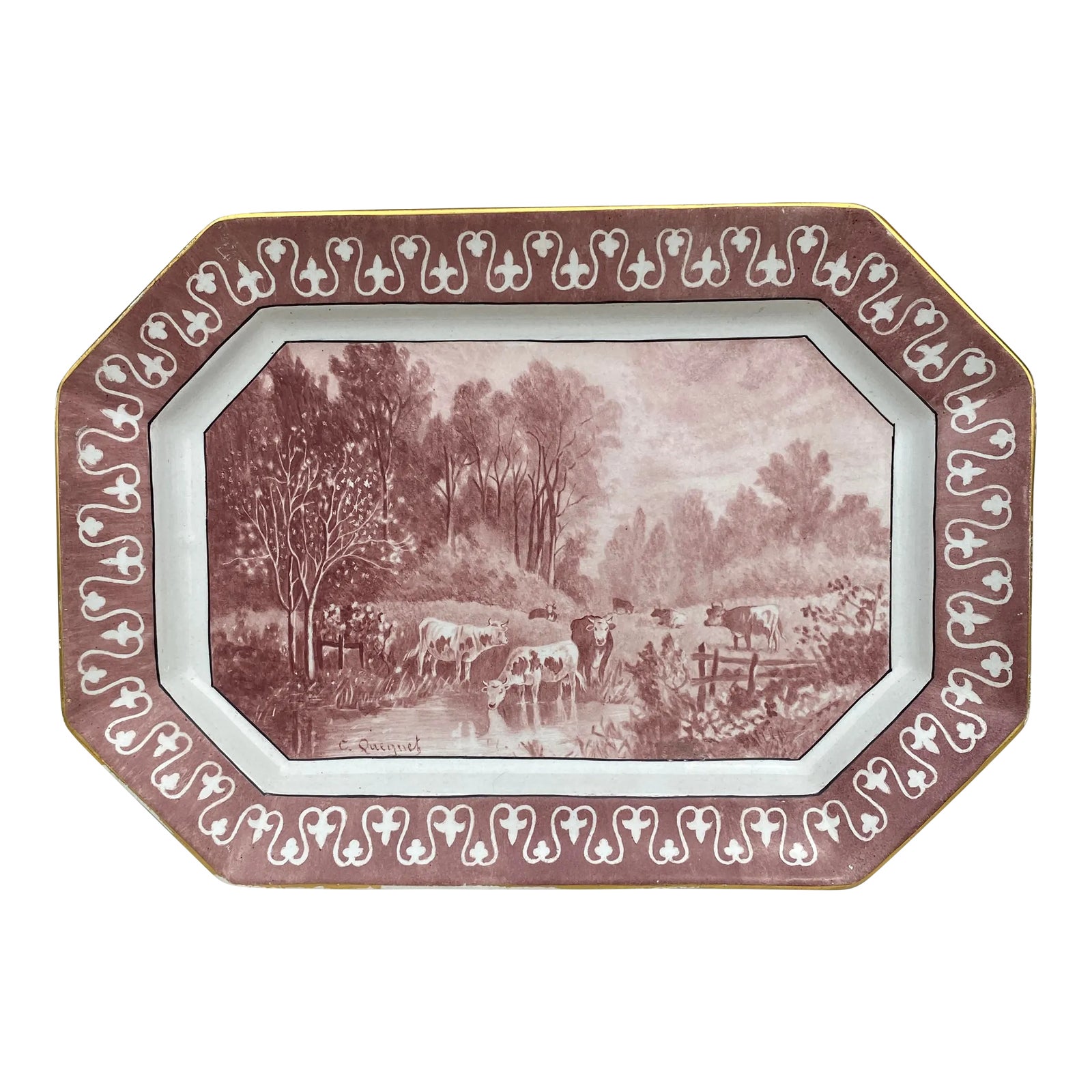 19th Century Faience Cows Platter Hippolyte Boulenger Choisy Le Roi ...