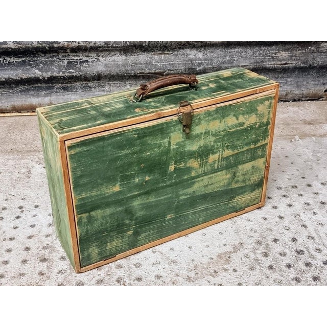 Vintage Green Wooden Trunk, 1950s | Chairish