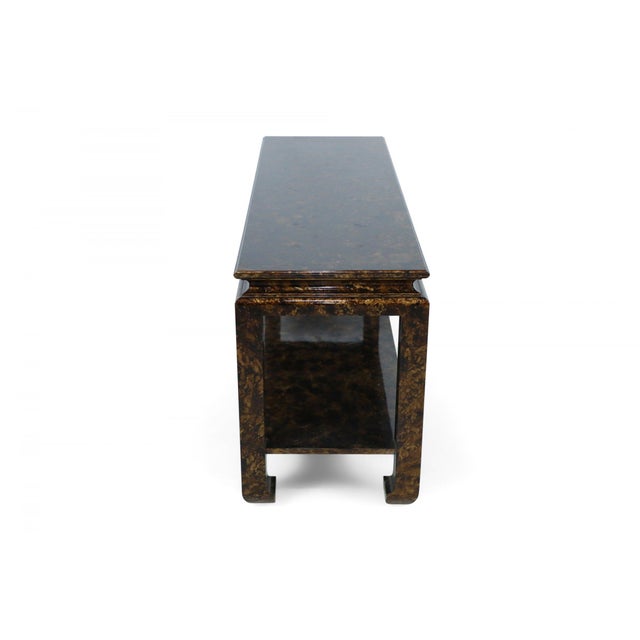 Faux Tortoise Shell Finished Console Table With Shelf | Chairish