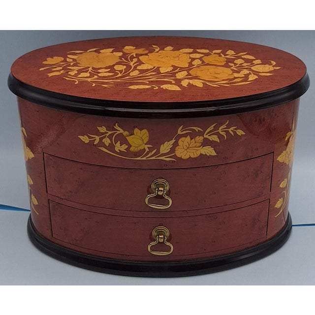 Vintage Marquetry Italian Jewelry Box by Reuge With Swiss Made Music ...