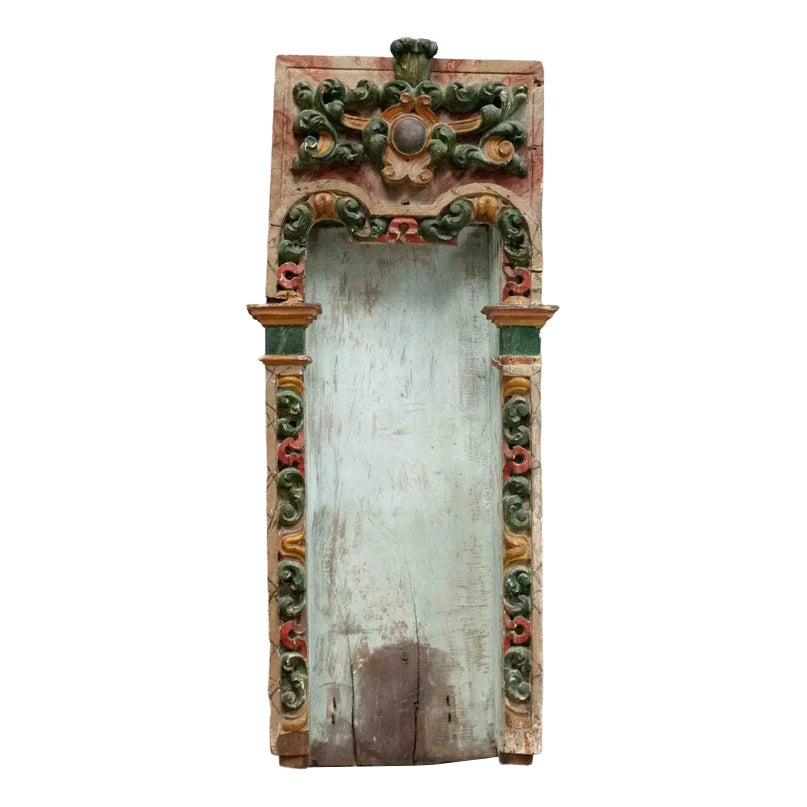 18th Century Baroque Niche in Carved Polychrome Wood | Chairish