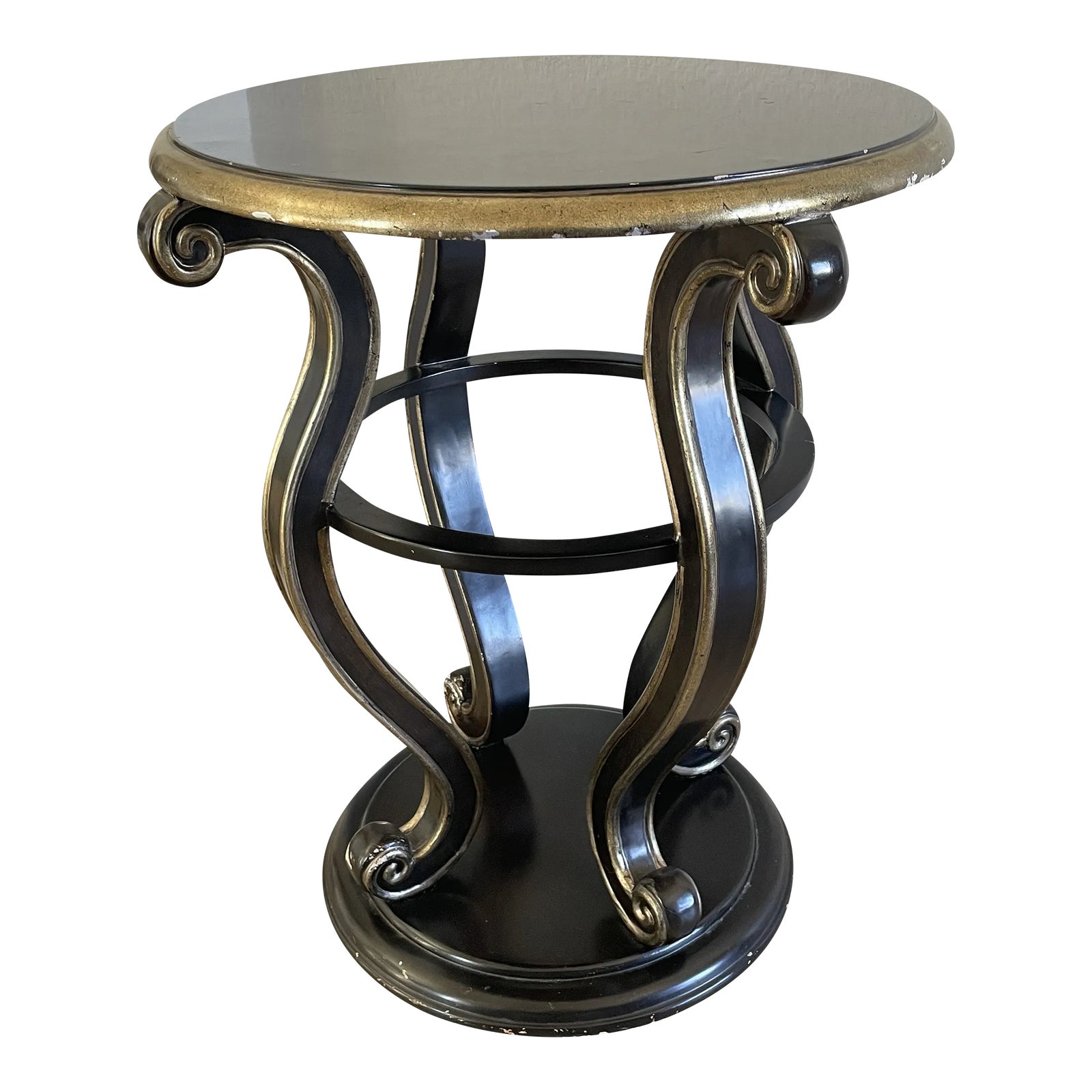 Mid 20th Century Hollywood Regency Art Deco Romantic Round Scroll Side ...