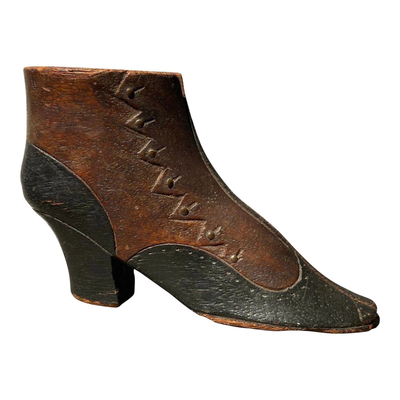 Antique Victorian Treen Carved Boot, Late 19th Century | Chairish