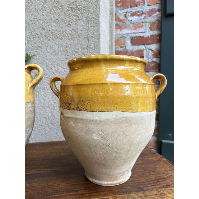 19th Century Provincial French Yellow Glazed Pottery Confit Pots- a ...