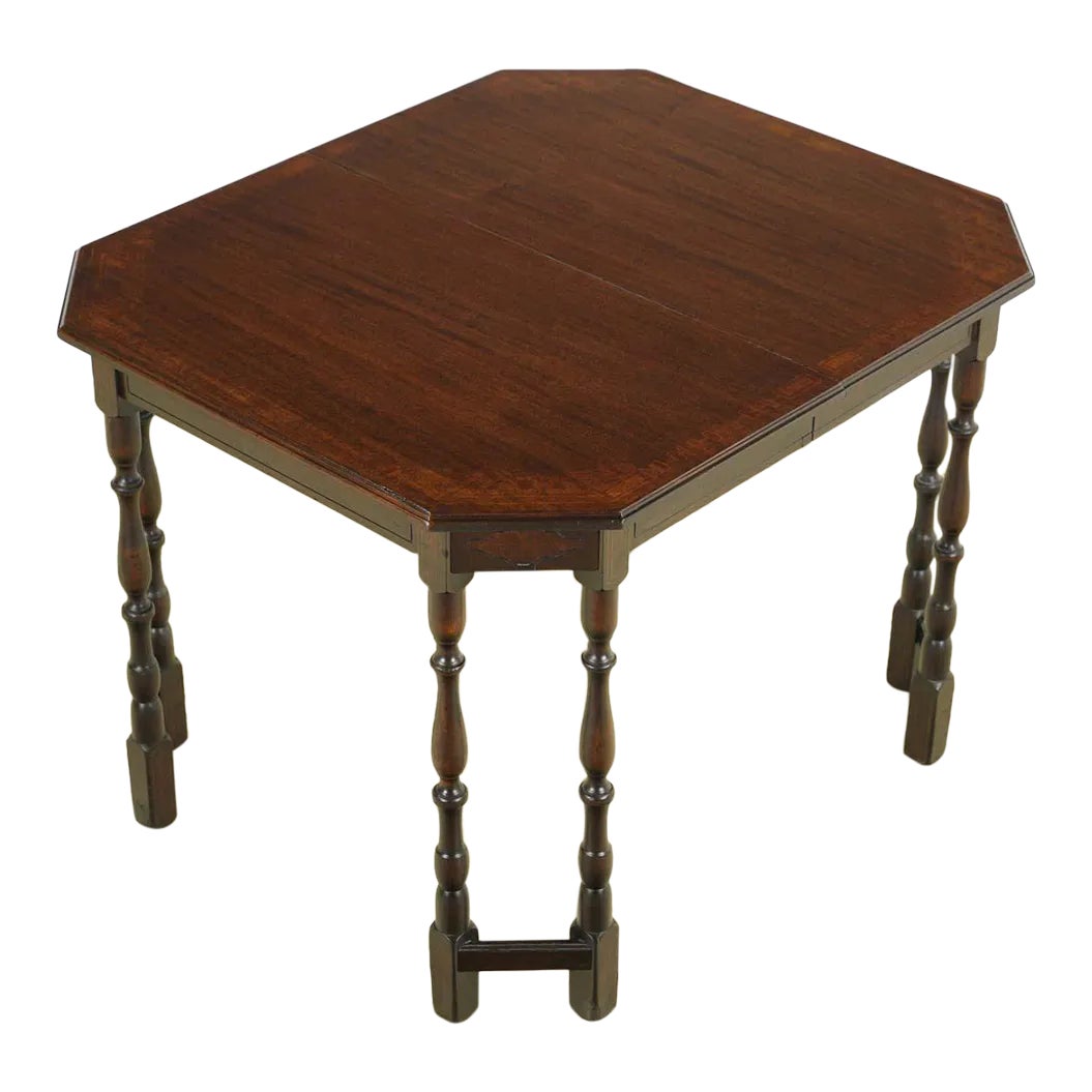 Mid 20th Century Dark Stained Mahogany Spindle Legs Dining Table | Chairish