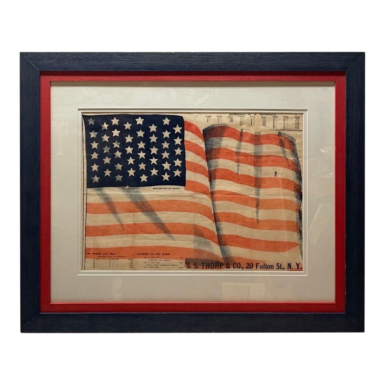 Antique 44 Star American Flag 1895 Dennison Ss Thorp New York Flag ...