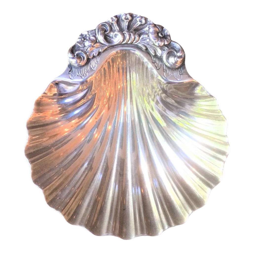 Antique Solid Silver Clam Shell Small Plate, Italy | Chairish