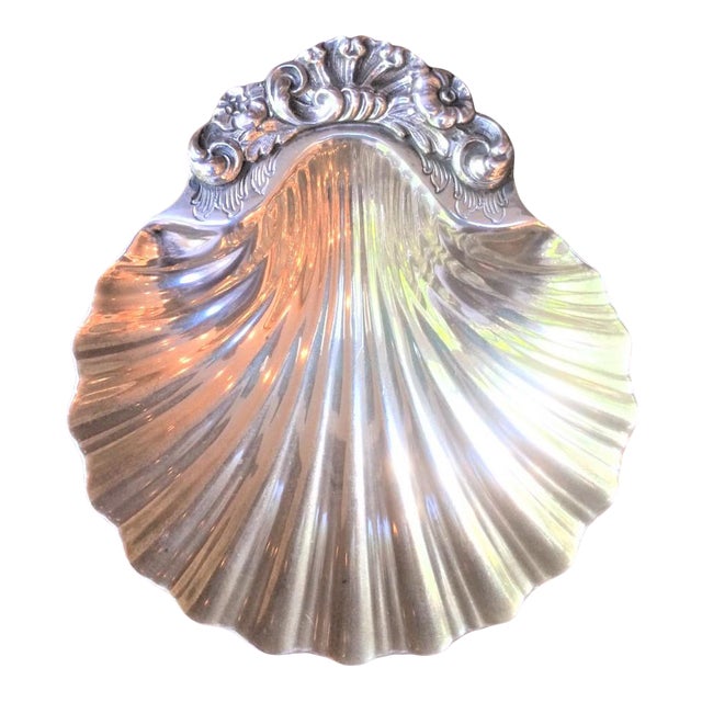 Antique Solid Silver Clam Shell Small Plate, Italy | Chairish