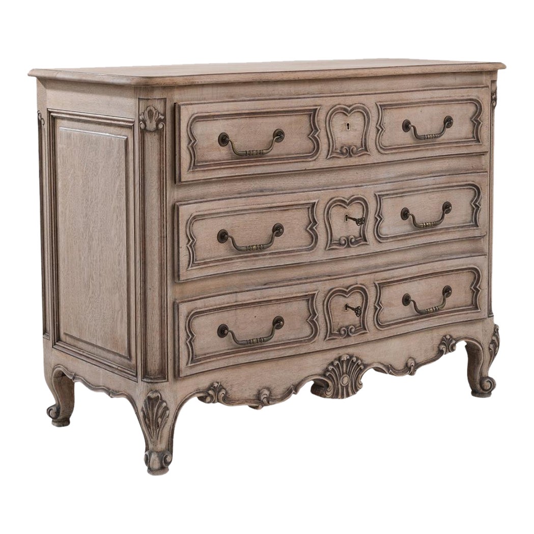 Vintage Belgian Bleached Oak Chest of Drawers | Chairish