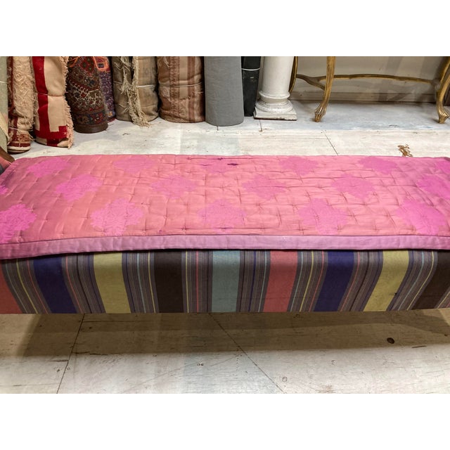 19th Century Empire Style Mahogany Striped Bench | Chairish