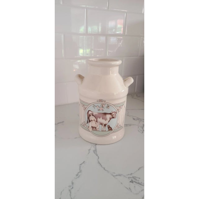 1980's White Stoneware Milk Jug | Chairish