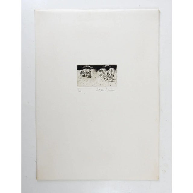 Vintage Brigitte Coudrain Abstract Desert Chariots Horses Joram Jeru Etching | Chairish