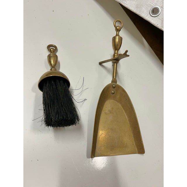 Vintage Brass Brush and Shovel Pan Sweeper | Chairish