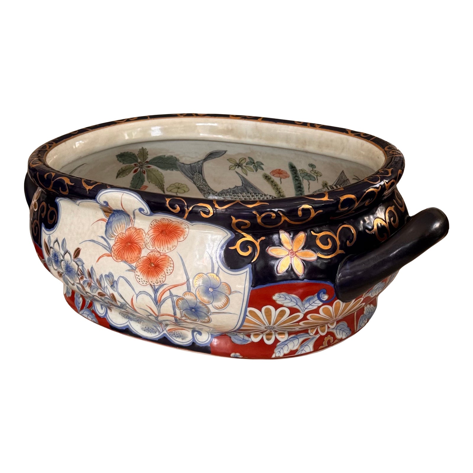 Mid-Century Porcelain Chinese Foot Bath Cache Pot | Chairish