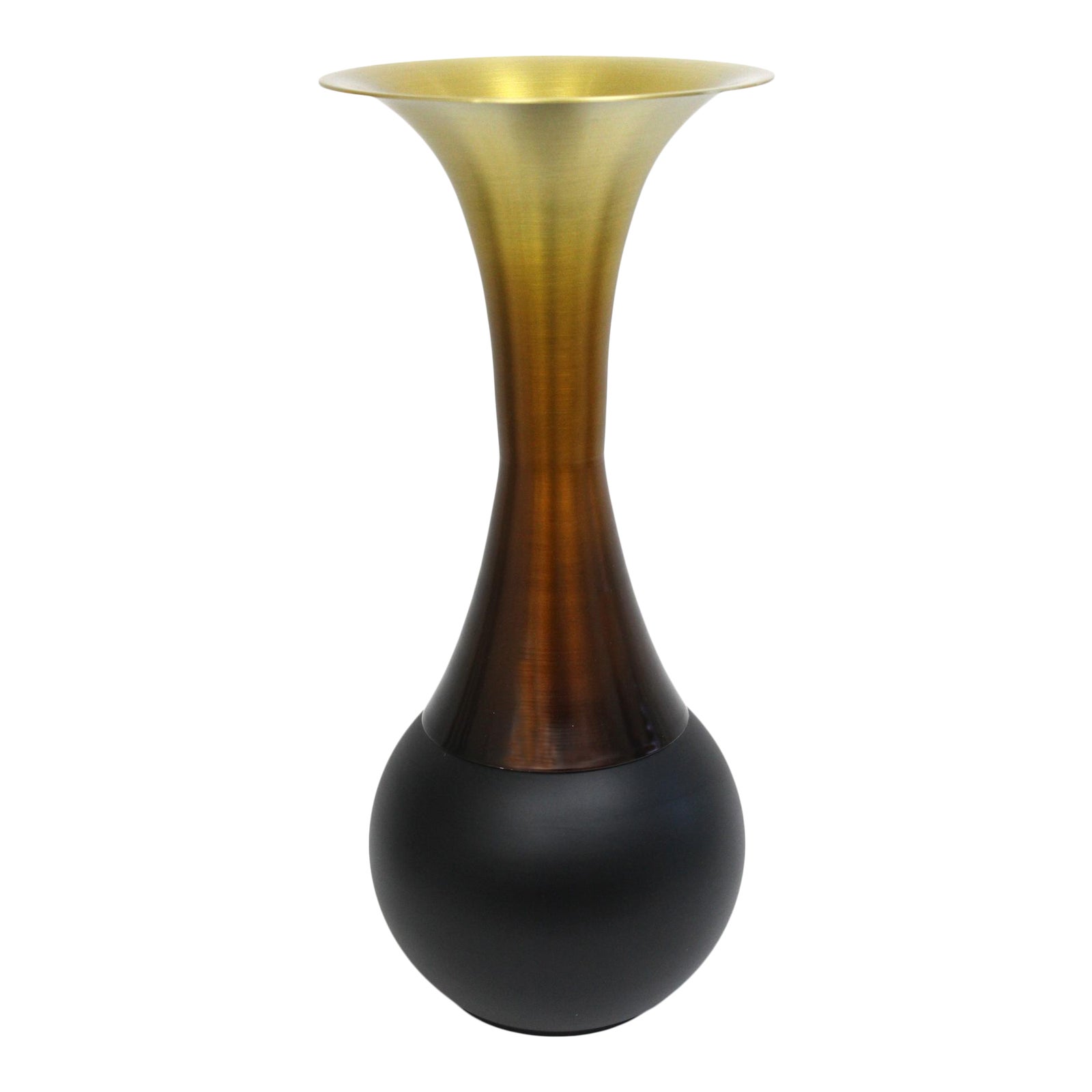 Tall Modern Aluminum and Glass Funnel Vase With Bronze Ombré Finish ...