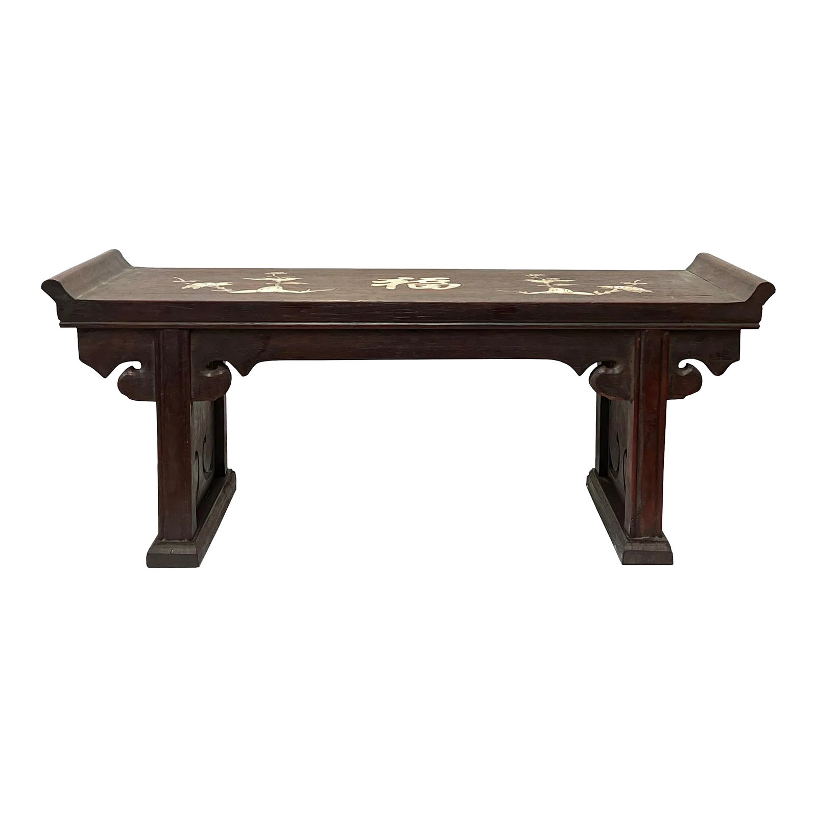 Chinese Brown Wood Altar Rectangular Table Top Display Stand Easel ...