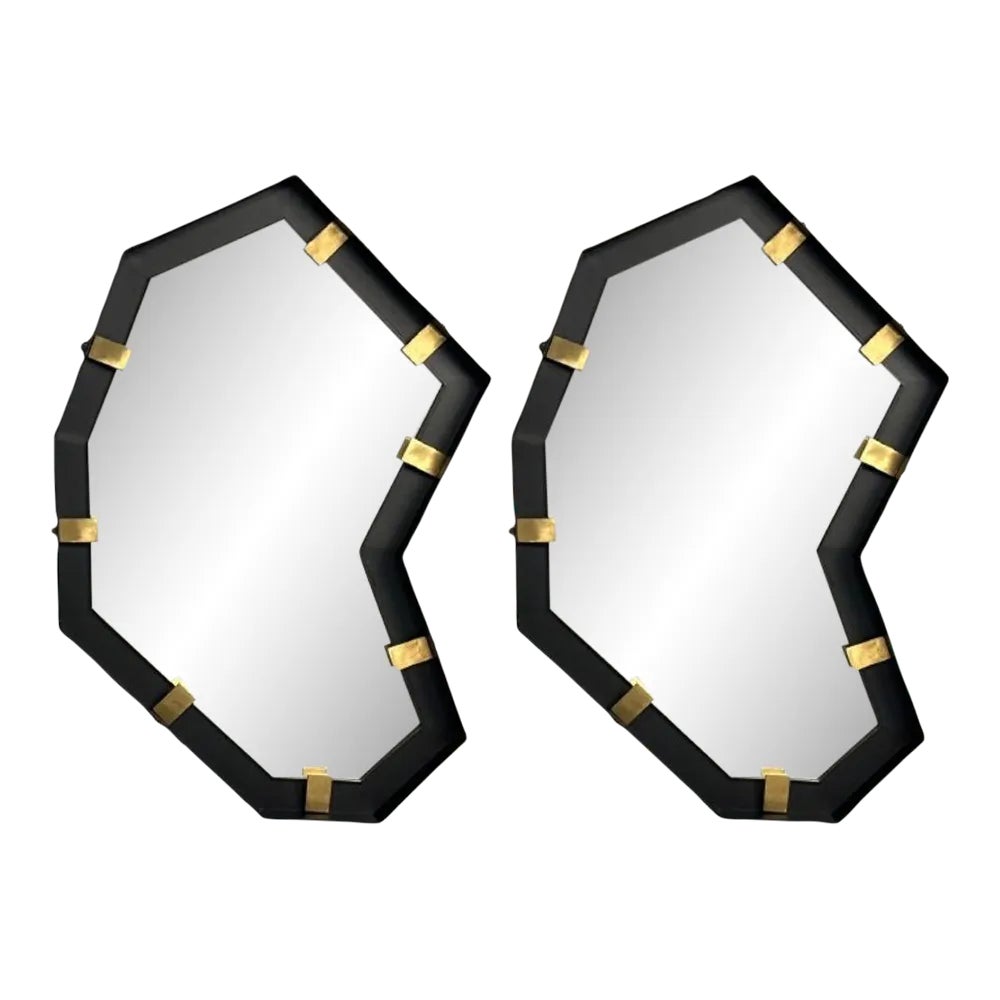 Contemporary, Industrial Modern, Angular Wall Mirrors, Steel, Brass ...