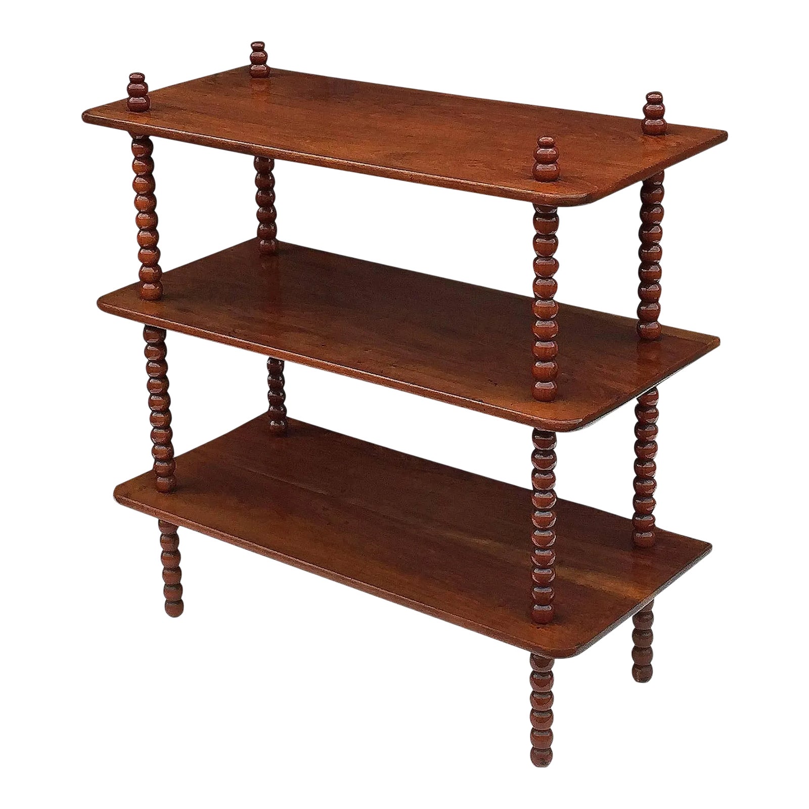 English Console Shelves of Mahogany with Bobbin Turned Supports | Chairish