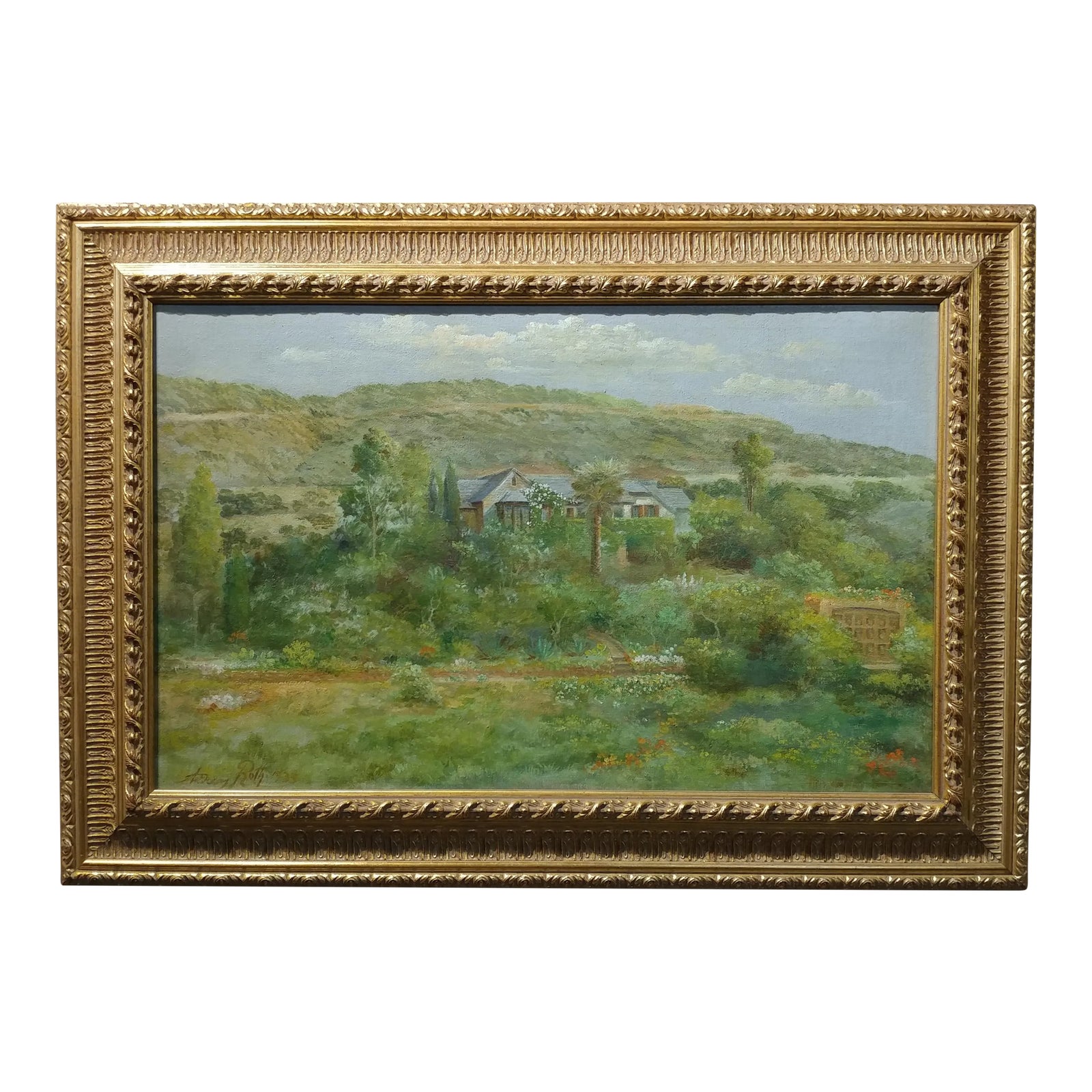 Andreas Roth -Luscious Montecito,CEstate -Oil Painting, 1933 | Chairish