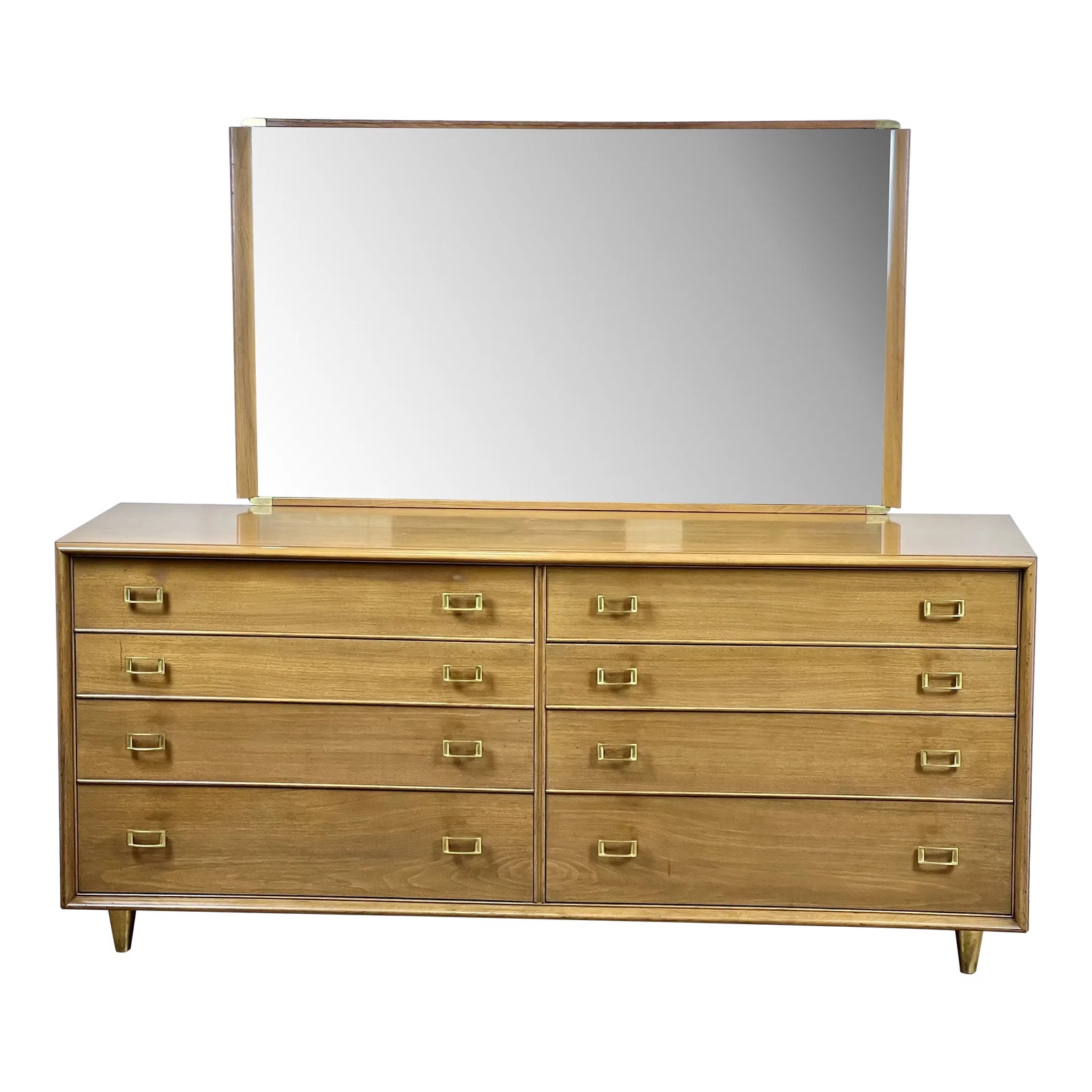 Mid-Century Modern Johnson Paul Frankl Eight Drawer Dresser With Mirror ...