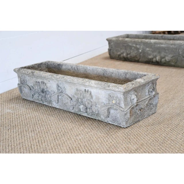 A Pair of English Concrete Rectangular Planters | Chairish