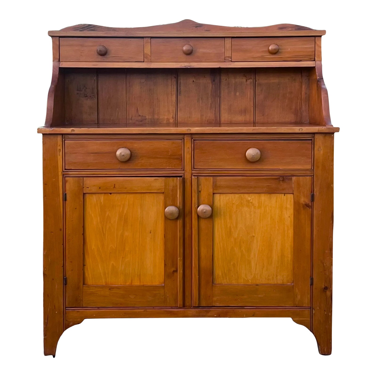 Antique Primitive Pine Bucket Bench With Drawers | Chairish