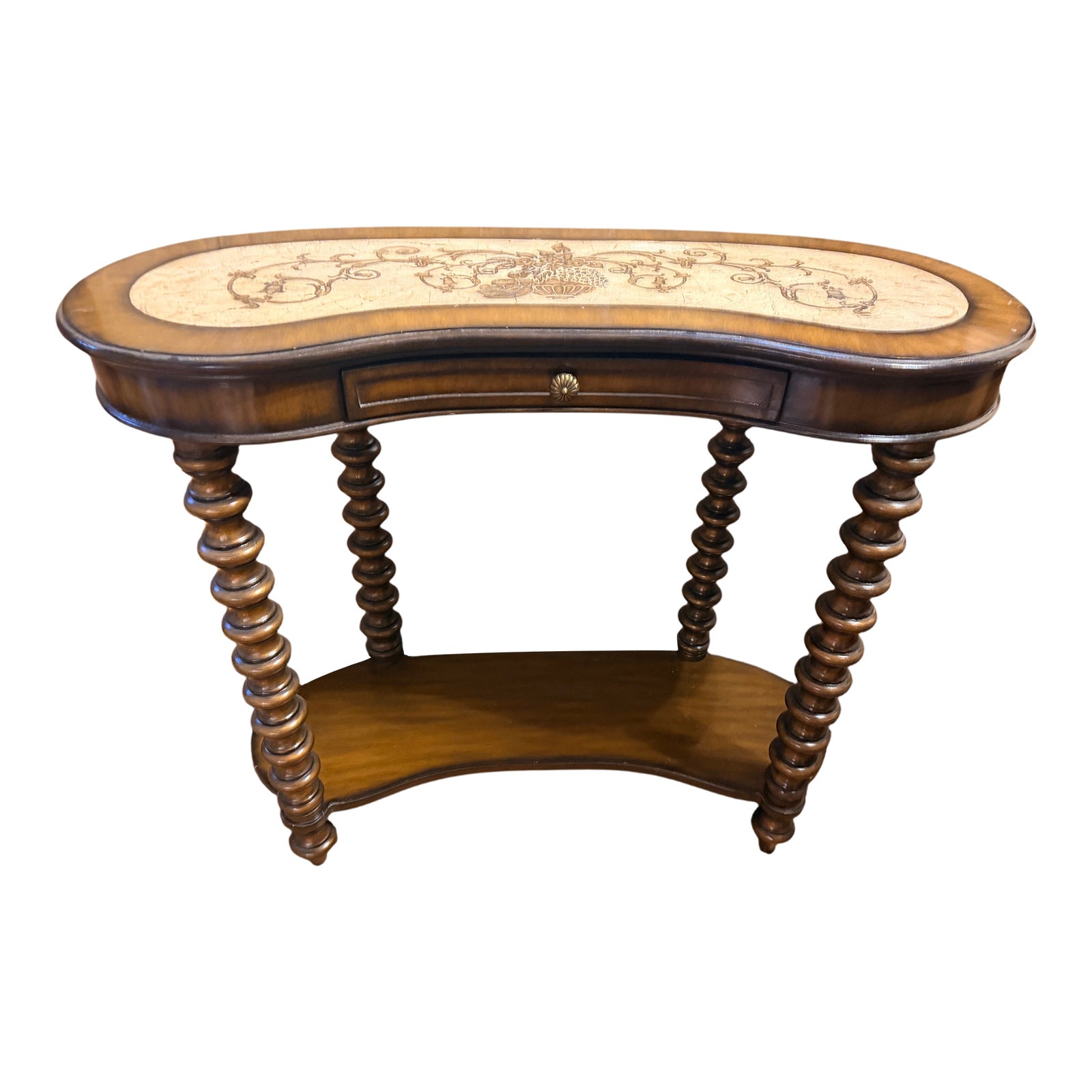 1990s Maitland-Smith Styled Kidney-Shaped Console Table | Chairish