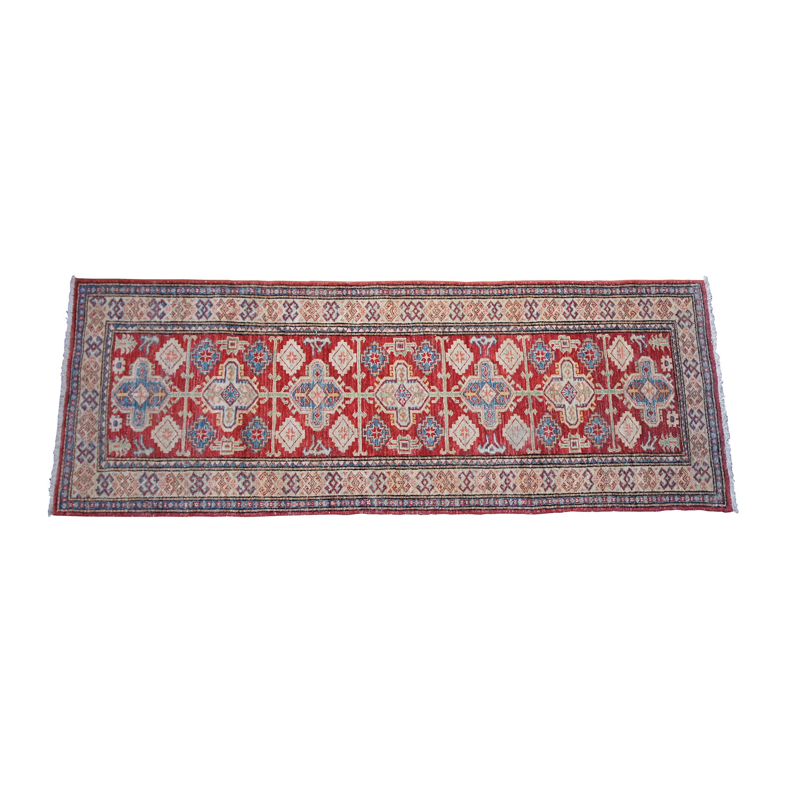 Vintage Oriental Traditional Geometric Wool Red Rug Runner 2.5' X 7 ...