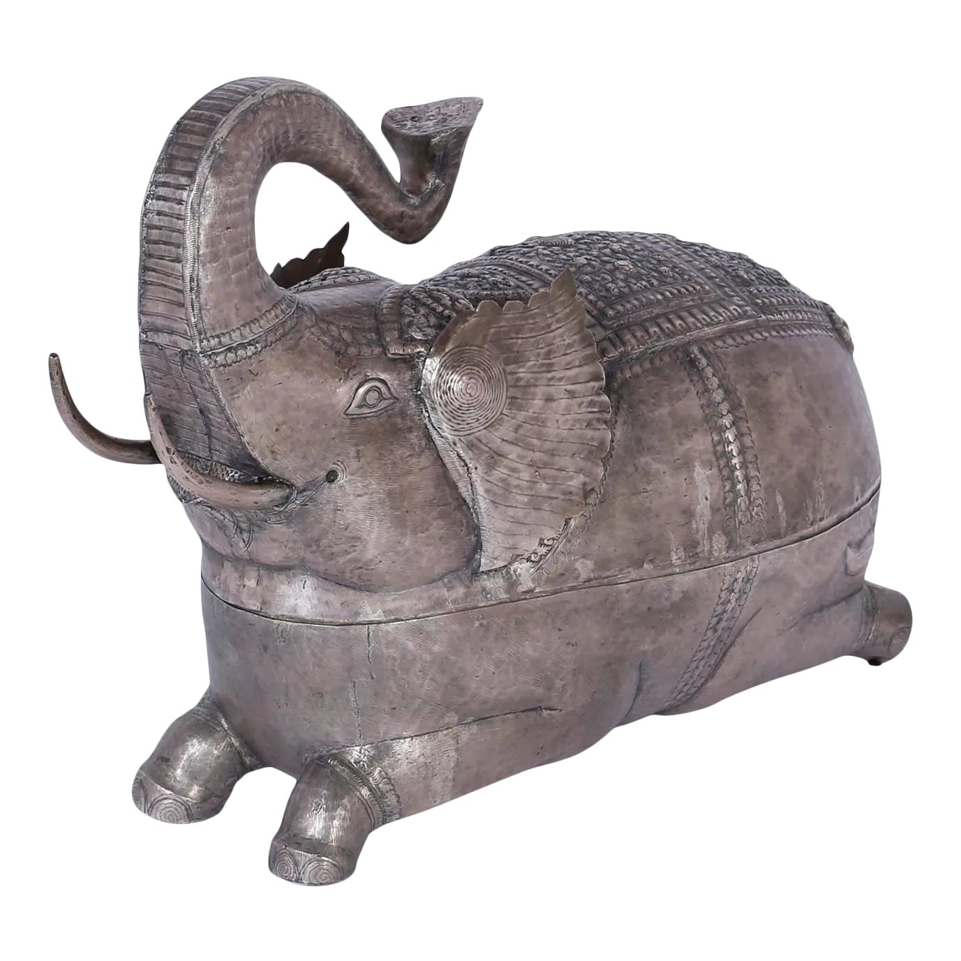 Large Anglo Indian Elephant Box | Chairish