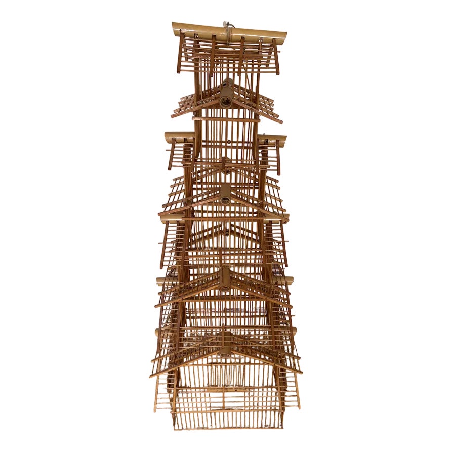 Vintage Brown Bamboo Cage | Chairish