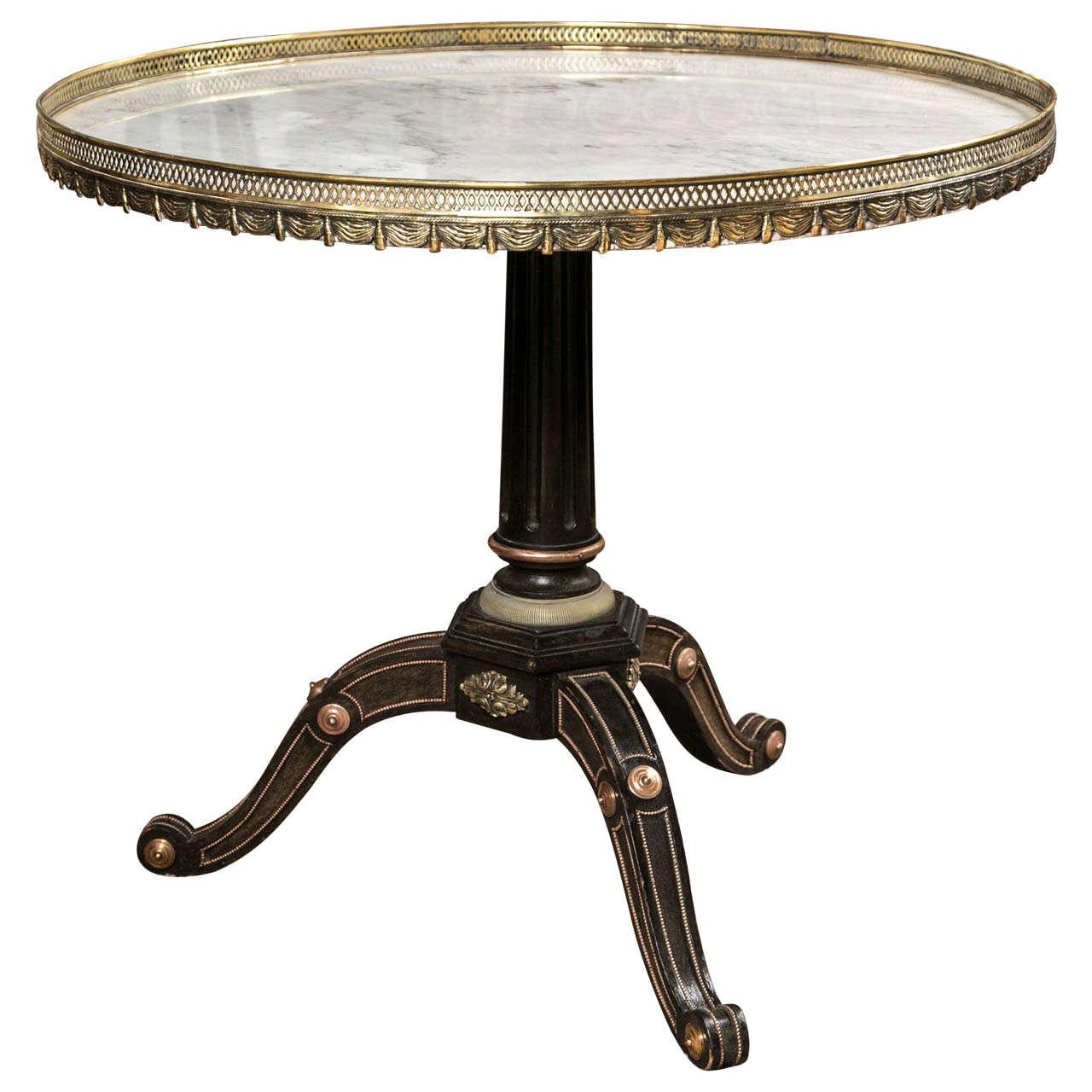 Russian Neoclassical Style Ebonized Centre Table Marble Top by Maison ...