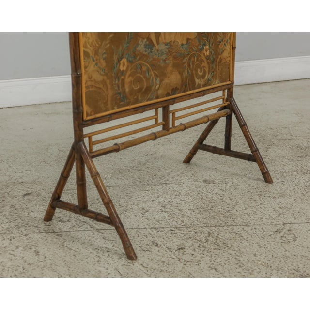 Victorian Bamboo Fireplace Screen W. European Fabric | Chairish