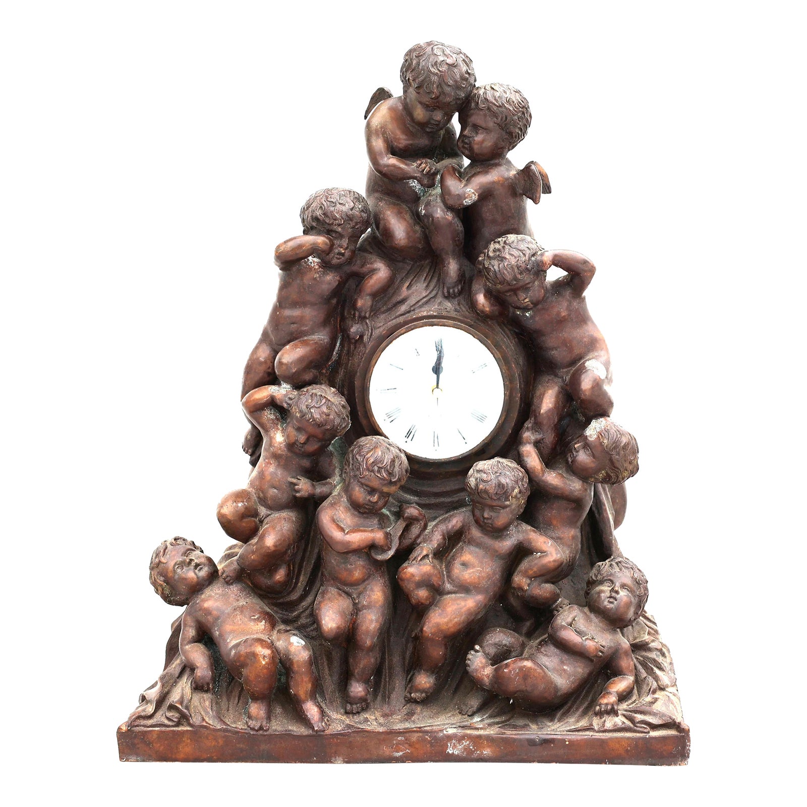 Fabulous Heavy Cast Bronze Large Clock Case With Multiple Cherubs All ...
