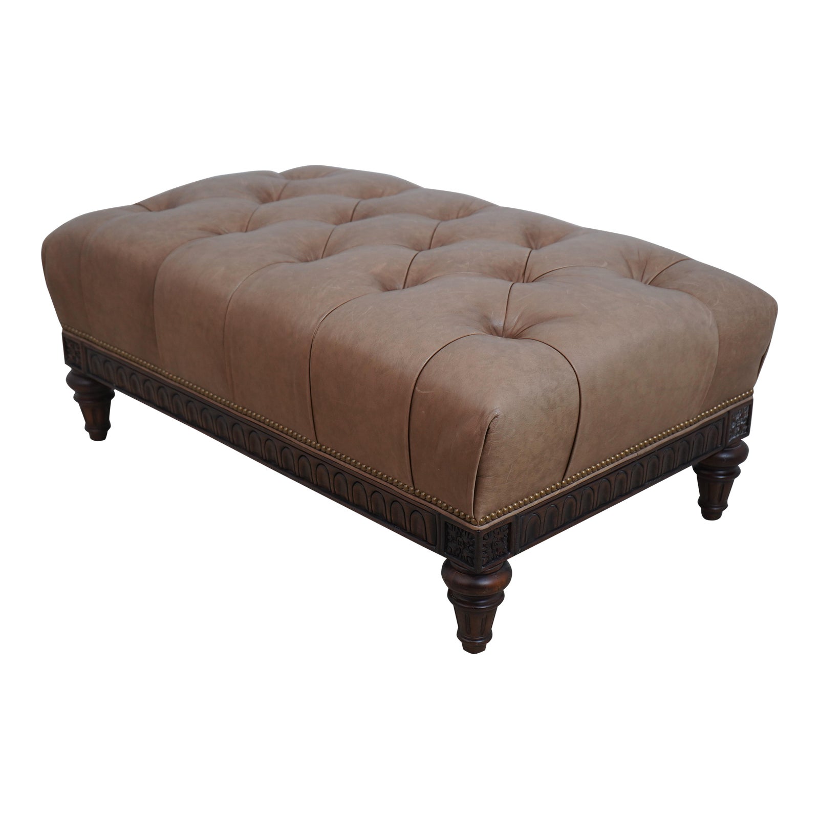 Hancock & Moore Tufted Large Ottoman or Stool | Chairish