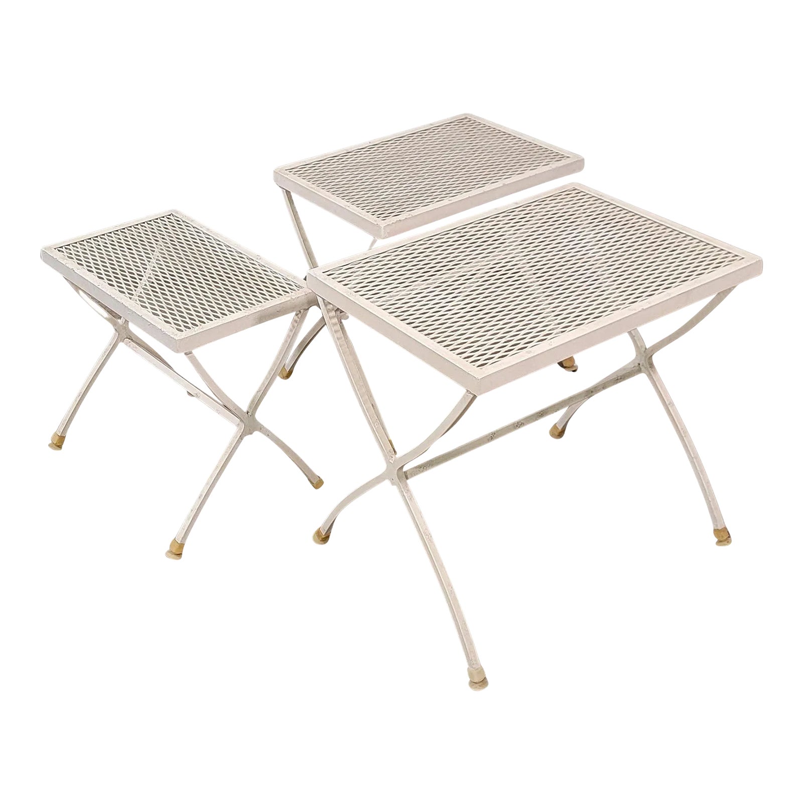 White Aluminum Outdoor Nesting Tables by Scroll - Set of 3 | Chairish